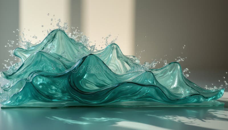 Elegant Glass Waves with Splashes Stock Image - Image of artistic ...