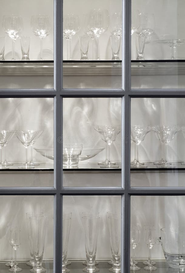 Elegant Glassware In Cabinet Stock Image - Image of wineglass, cabinet ...