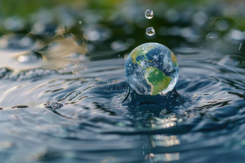 An Elegant Globe Made of Water with a Rainbow. World Water Day and ...