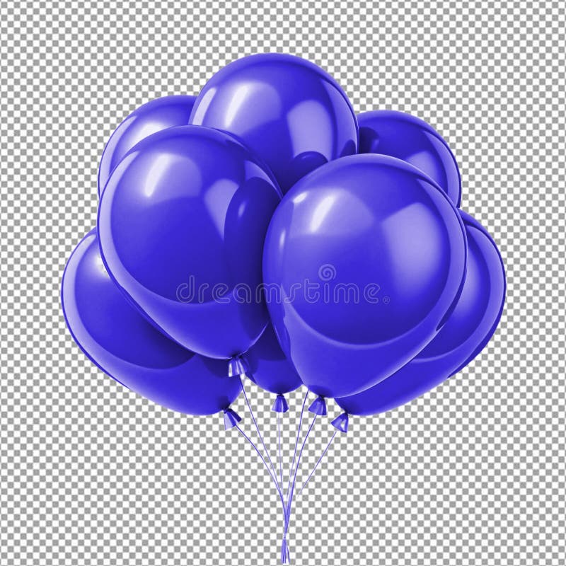 Elegant Glossy Blue Balloons on Transparent Background Stock Image ...