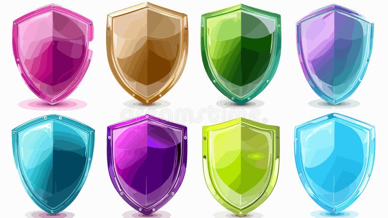 Elegant Glossy Shield Isolated on White in Different Colors Stock ...