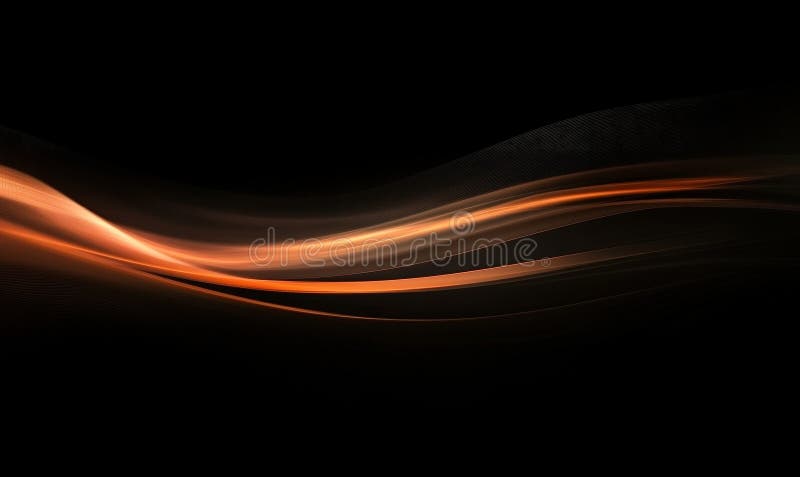 Abstract Glowing Orange Light Wave on Black Background Stock Image ...