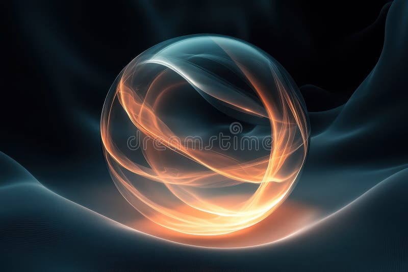 Elegant Glowing Orb with Flowing Light Patterns in Dark Ambiance Stock ...