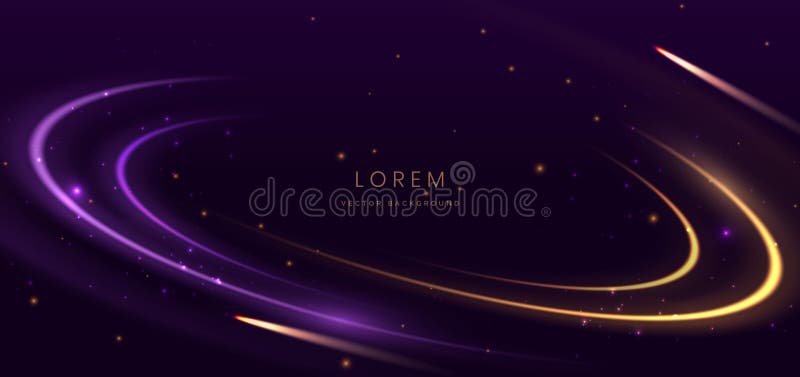 Elegant Glowing Purple and Gold Curve Ray Light Ray on Dark Purple ...