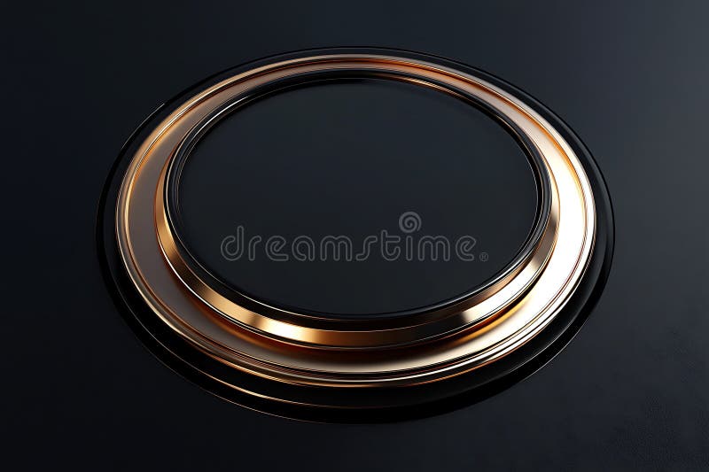Elegant Gold and Black Circular Frame on a Reflective Surface Stock Illustration - Illustration ...