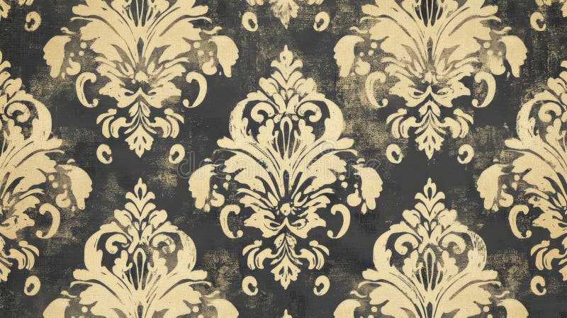 Elegant Gold and Black Damask Pattern Texture Background Stock ...