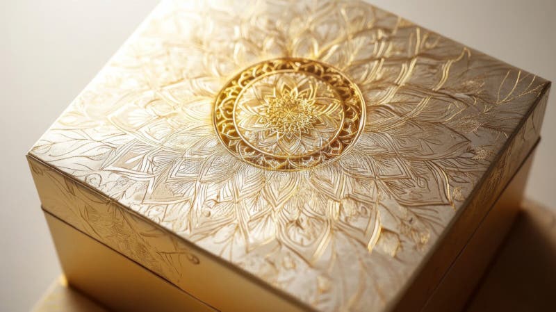 Elegant Gold Box with Intricate Mandala Design Stock Illustration ...