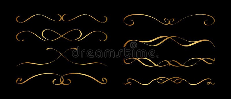 Elegant Gold Calligraphic Divider Separator Set in Victorian Cursive ...