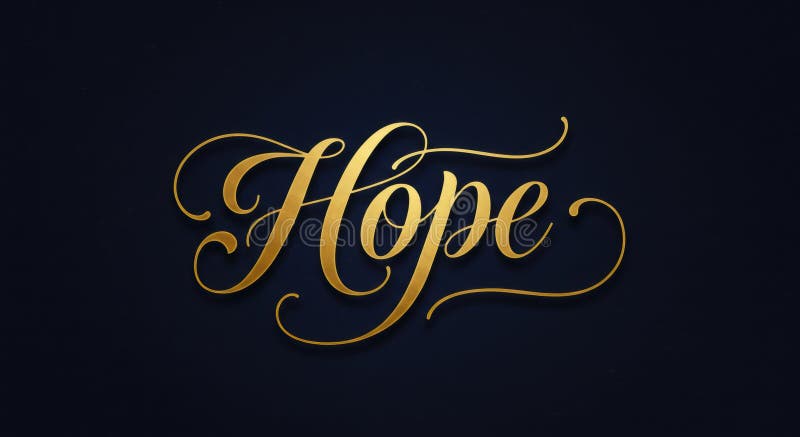Elegant Gold Calligraphy of Hope on Dark Background Stock Image - Image ...