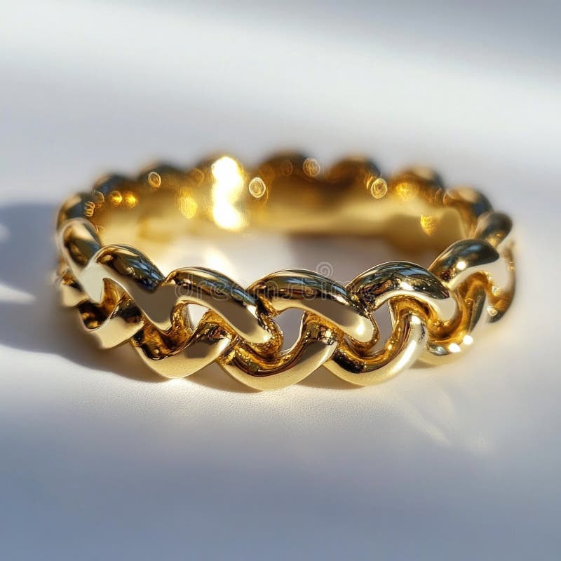 Elegant Gold Chain Ring with Polished Links Stock Photo - Image of ...