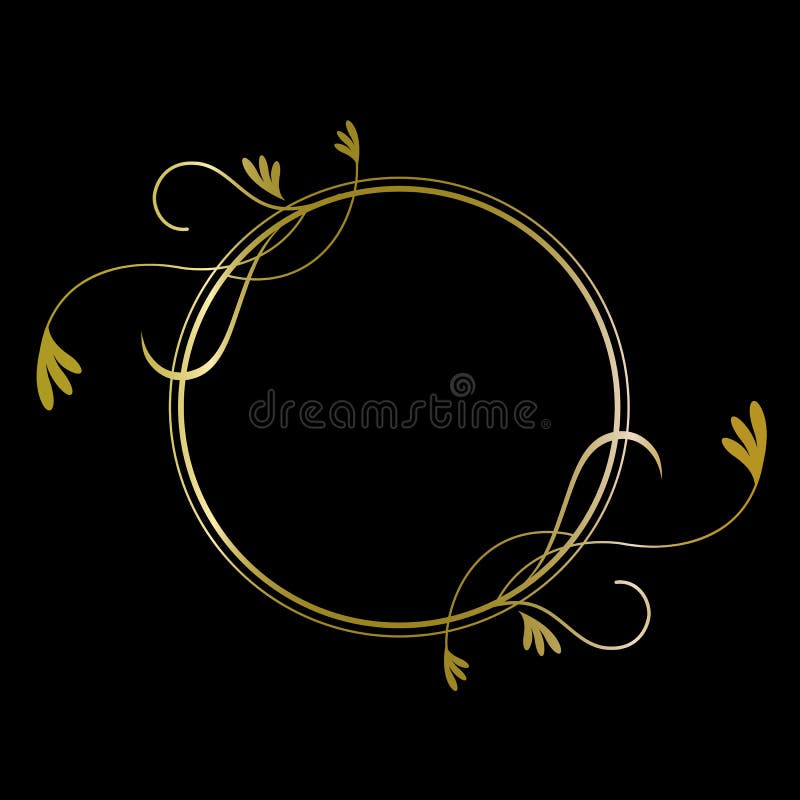 Elegant Gold Circle Floral Frame, Decorative Vector Design. Stock ...