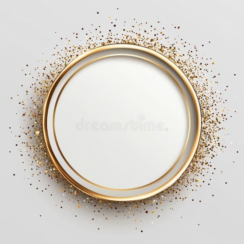 Elegant Gold Circle Frame with Glitter Festive Design, Isolated on ...