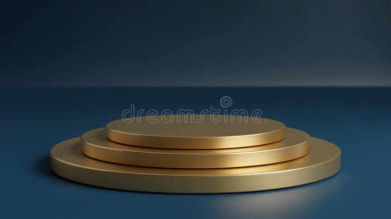 Elegant Gold Circular Podium Displayed Against a Dark Blue Gradient ...