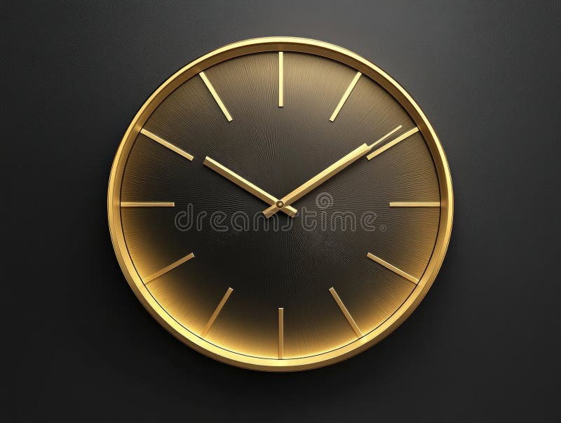 Elegant Gold Clock on Black Background Displaying Midnight for Timeless ...