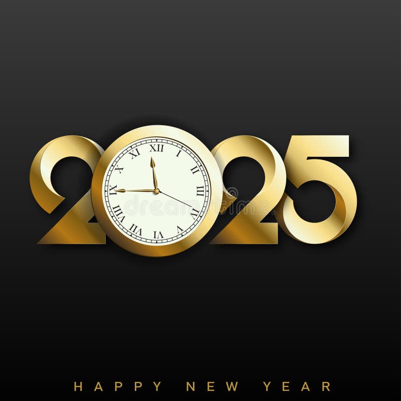 Elegant Gold Clock 2025 New Year Countdown Design . Vector Stock Vector ...