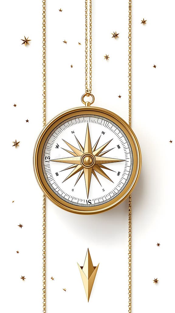 Elegant Gold Compass with Stars Design Stock Illustration ...
