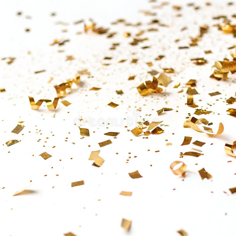 Elegant Gold Confetti Scatter Isolated on White Stock Illustration ...