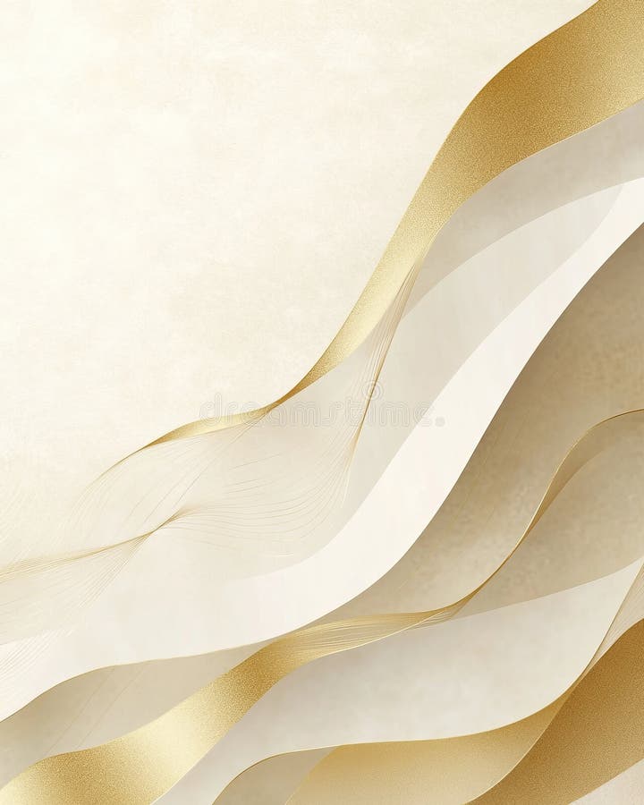 Elegant Gold and Cream Wave Design on Textured Background Stock Image ...