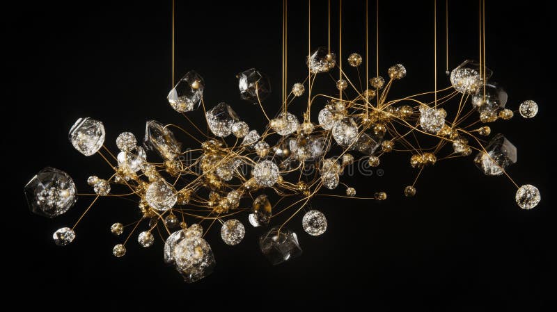 Elegant Gold and Crystal Modern Chandelier Design Stock Illustration ...