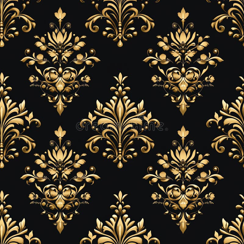 Elegant Gold Damask Pattern Seamless Texture Background for Luxury ...
