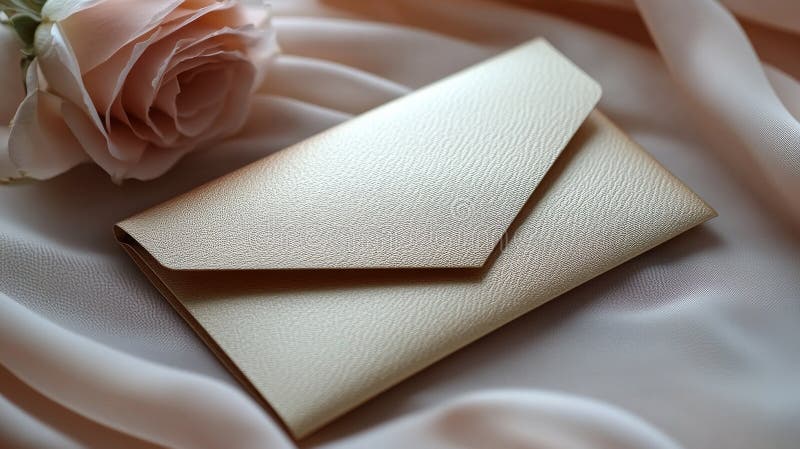 Elegant Gold Envelope on Satin Fabric, Romantic Concept Stock Photo ...