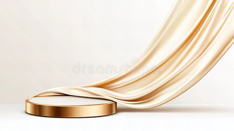 Elegant Gold Fabric Drape Over Circular Platform Stock Illustration ...