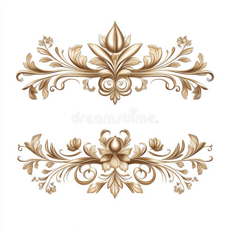 Elegant Gold Floral Design Ornate Swirl Pattern Decorative Elements ...