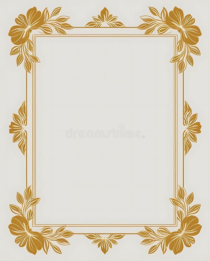 Elegant Gold Floral Frame Design for Certificates or Invitations Stock ...