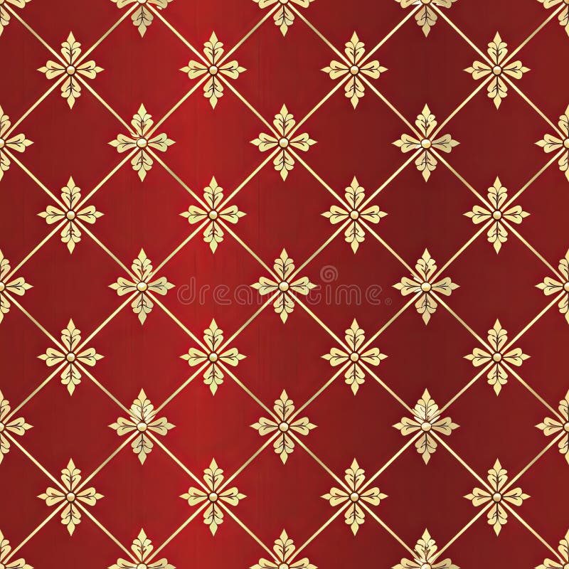 Elegant Gold Floral Pattern on a Red Background Stock Illustration ...