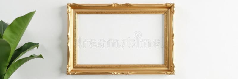 Elegant Gold Frame Against White Wall, Ready for Artwork , Frame ...