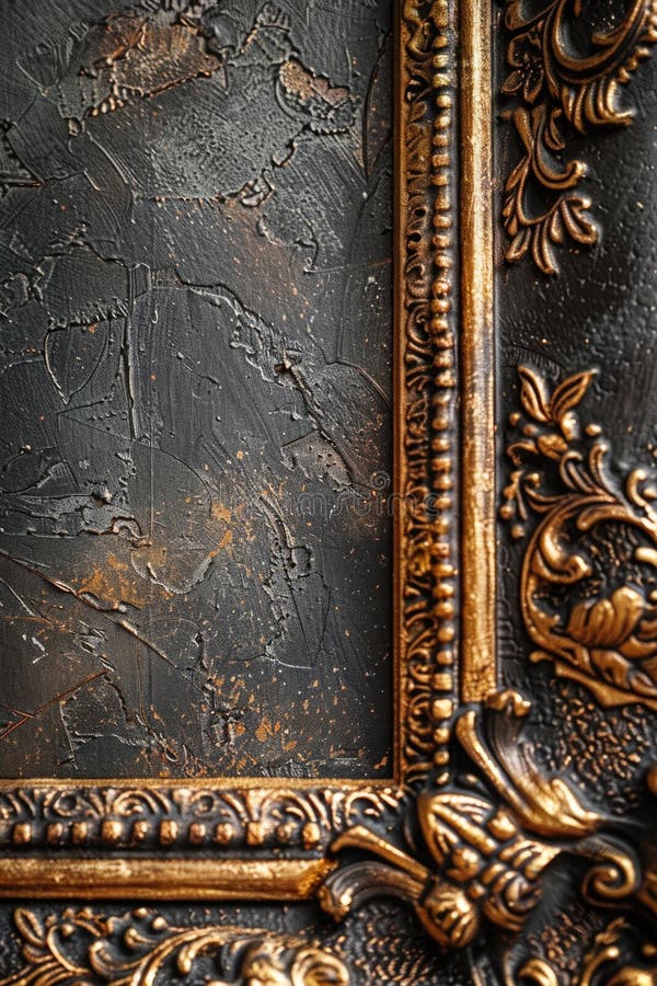 Elegant Gold Frame Hanging on a Black Wall, Perfect for Interior Design ...