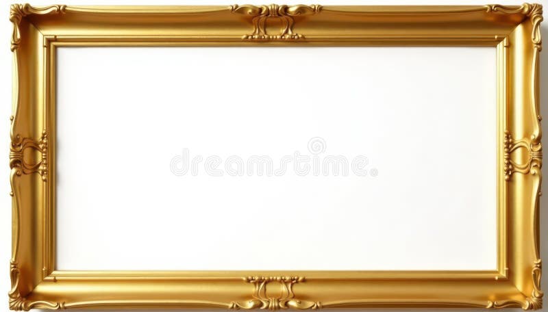 Elegant Gold Frame Isolated on White Backdrop, Invitation, Frame Stock ...
