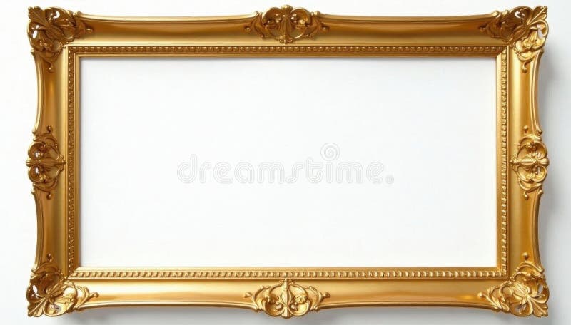 Elegant Gold Frame Mockup on White Background, Picture, Antique ...