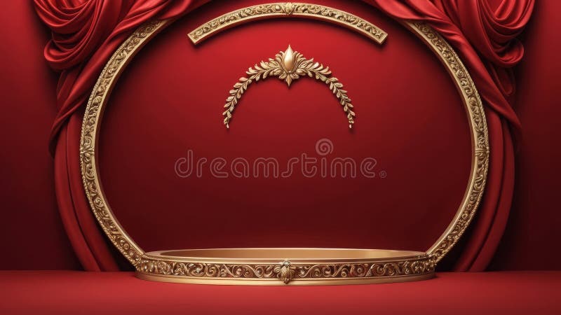 Elegant Gold Frame on a Rich Red Draped Background Stock Image - Image ...