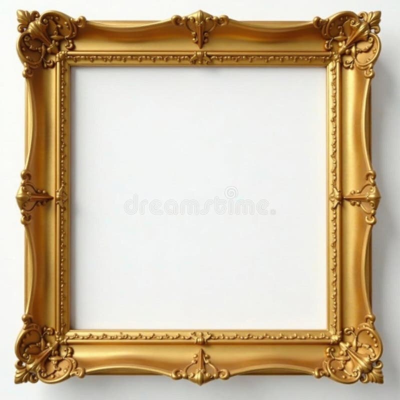 Elegant Gold Frame, White Mat, Empty Interior, Antique, Display Stock ...