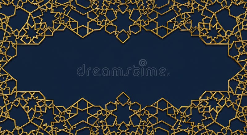 Elegant Gold Geometric Pattern Border on Dark Blue Background Design ...