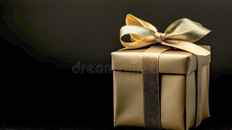 Elegant Gold Gift Box with Black Satin Bow for Luxurious Celebrations ...