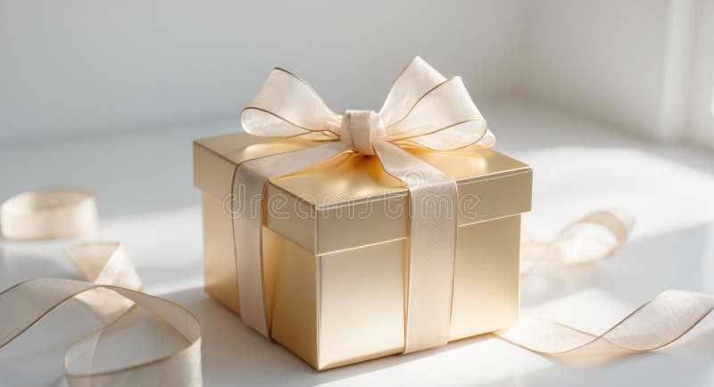 Elegant Gold Gift Box with Black Satin Bow for Luxurious Celebrations ...
