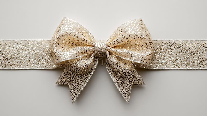 Elegant Gold Glitter Ribbon Bow on White Background Stock Illustration ...