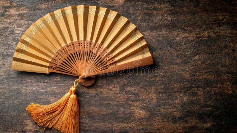Elegant Gold Hand Fan with Decorative Tassel Stock Illustration ...