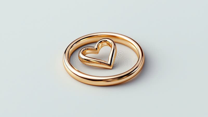 Elegant Gold Heart Ring on Soft Background with Smooth Texture and ...