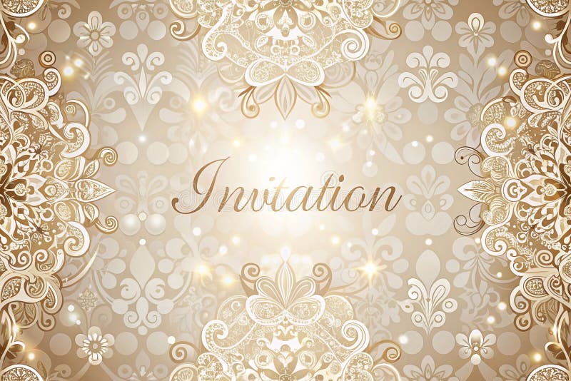 Elegant Gold Invitation Template with Ornate Floral Design. (1 Stock ...