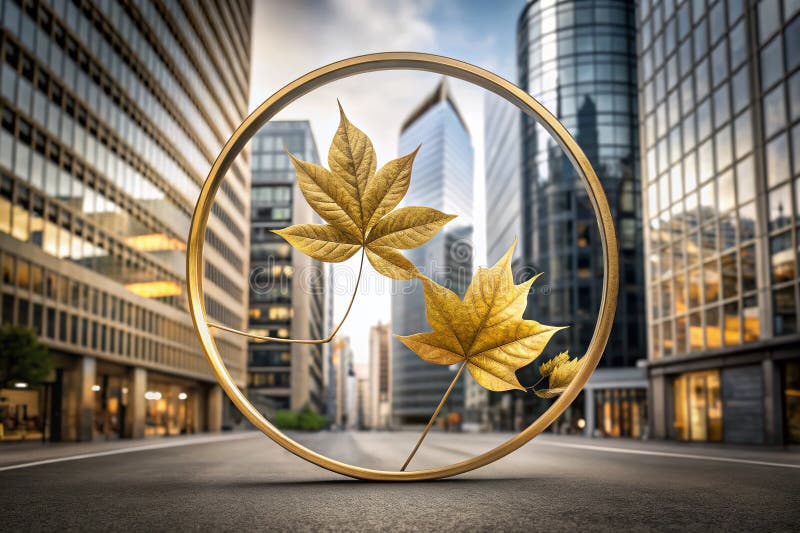 Elegant Gold Leaf Circle Border a Premium Visual Element for Urban ...