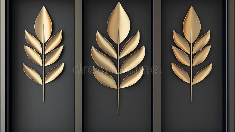 Elegant Gold Leaf Designs on Dark Background Stock Illustration ...