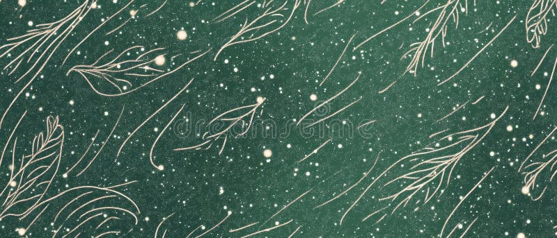 Elegant Gold Leaves on Abstract Green Canvas with Speckled Pattern ...