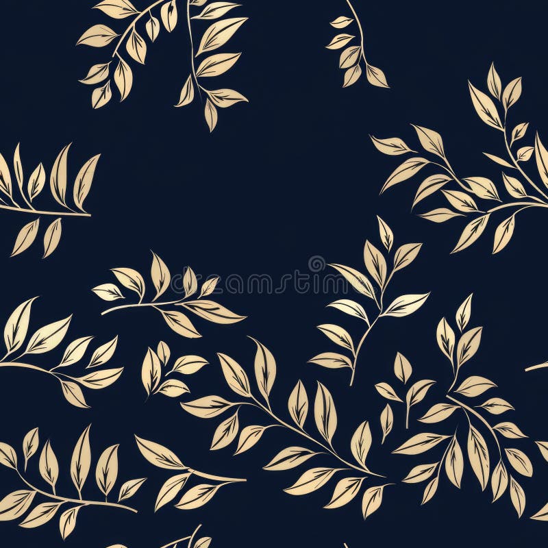 Elegant Gold Leaves Pattern on a Black Backdrop. Ideal for Luxury ...
