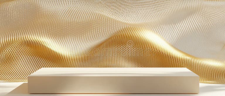 Elegant Gold Mesh Podium Minimalist Rectangular Display for Product ...