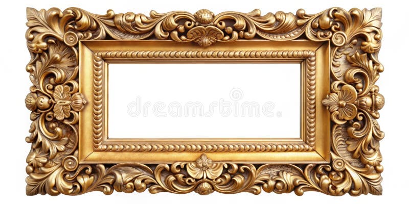 Elegant Gold Ornate Rectangular Picture Frame with Detailed Carvings ...