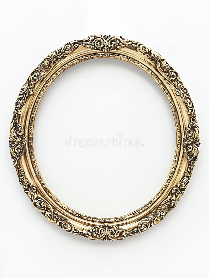 Elegant Gold Ornate Round Frame Isolated on White Background Perfect ...