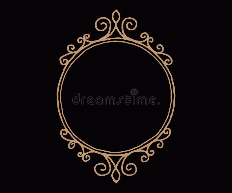 Elegant Gold Oval Frame with Scrollwork or Photo Frame Stock ...